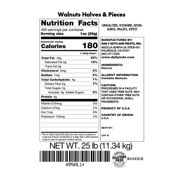 Bulk Walnuts | Halves and Pieces | 25lbs – Roastery Coast